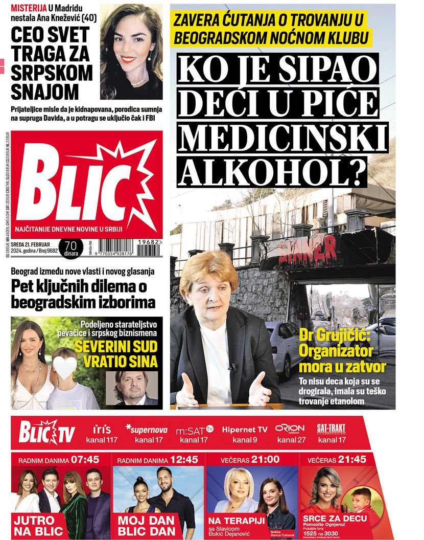 Prelistavanje dnevnih novina za 21. februar 2024. godine