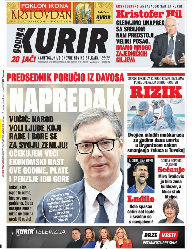Prelistavanje dnevnih novina za 18. januar 2024. godine