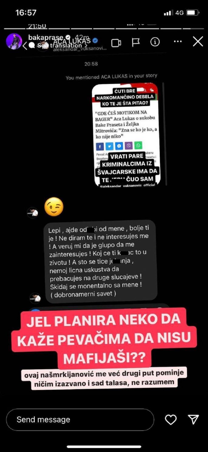 BAKA PRASE OBJAVIO PREPISKU SA LUKASOM! Direktno mu se obratio, on obelodanio pretnje ...