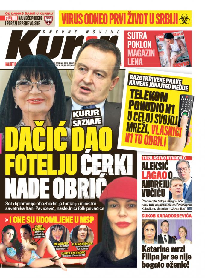 Prelistavanje dnevnih novina za 1. februar 2020. godine