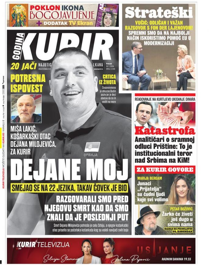 Prelistavanje dnevnih novina za 19. januar 2024. godine