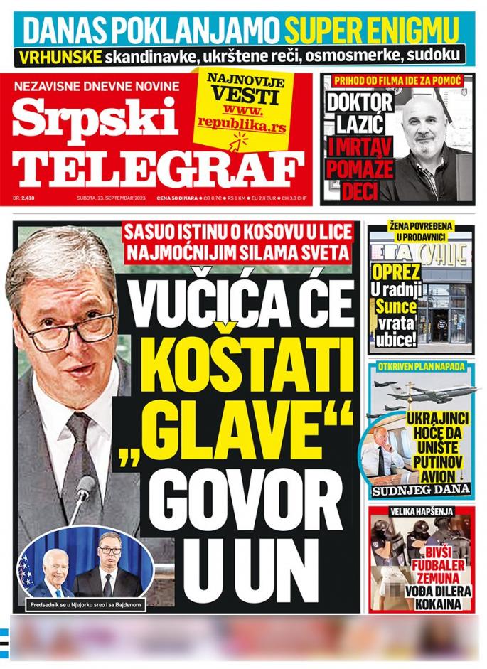 Prelistavanje dnevnih novina za 23. septembar 2023. godine