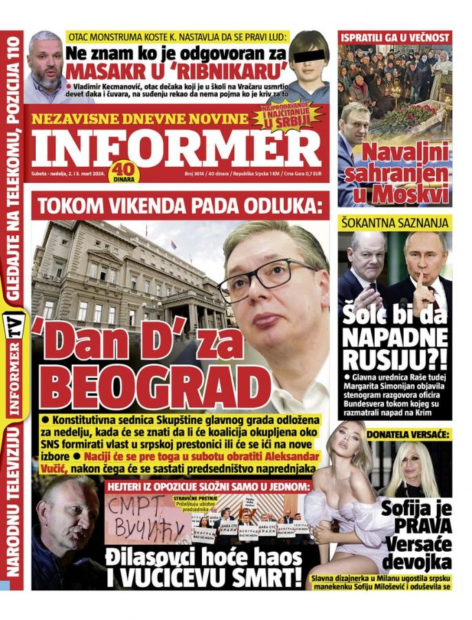 Prelistavanje dnevnih novina za 3. mart 2024. godine