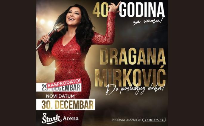 Rasprodala arenu bez reklame: Dragana Mirković zakazala drugi koncert